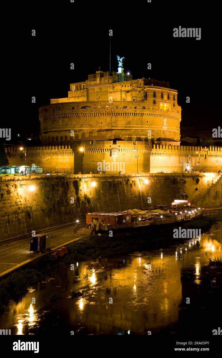 Castel Sant'Angelo by night, Rome, Lazio (Castello di Angelo), Castel ...