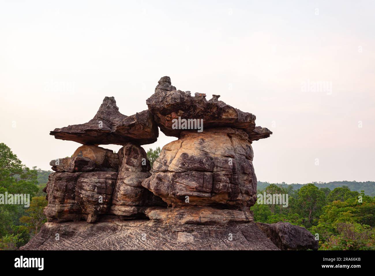 scenery sunrise at weird shaped rock. These stones have been ...