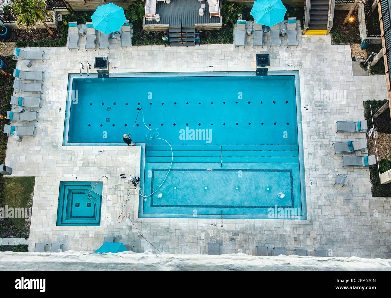 Early morning pool view from the penthouse Stock Photo - Alamy