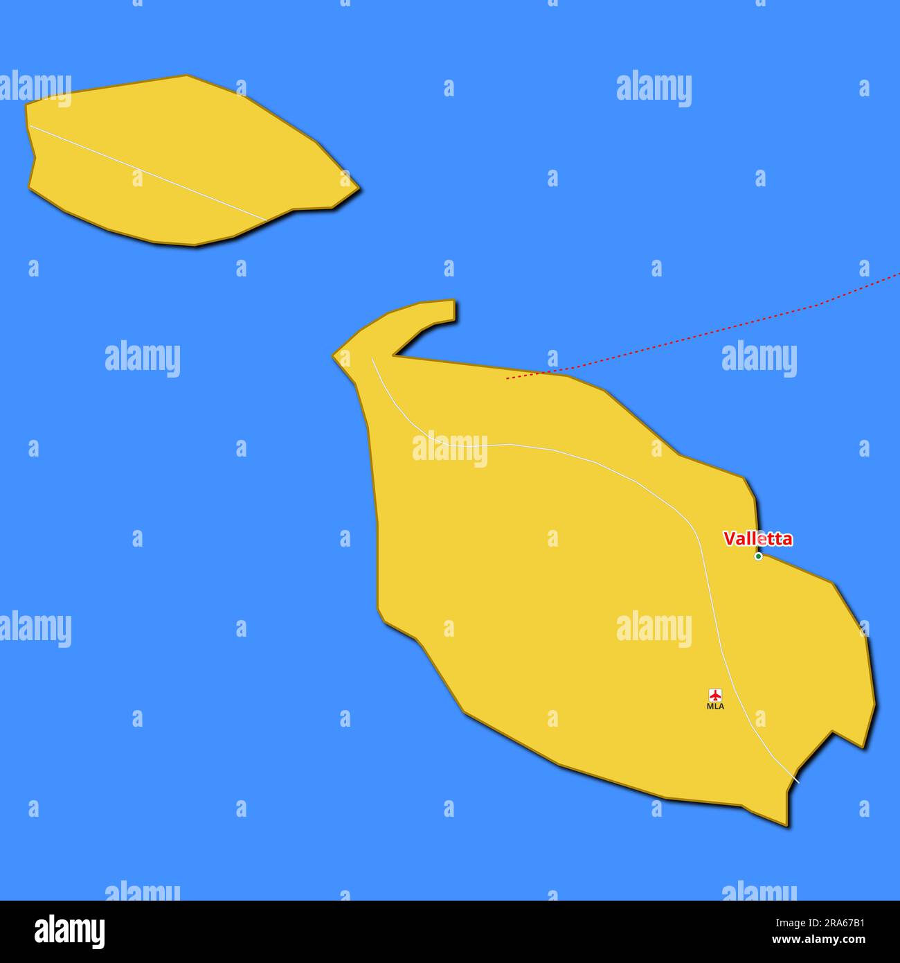 Map of Malta with main roads and highways Stock Photo - Alamy