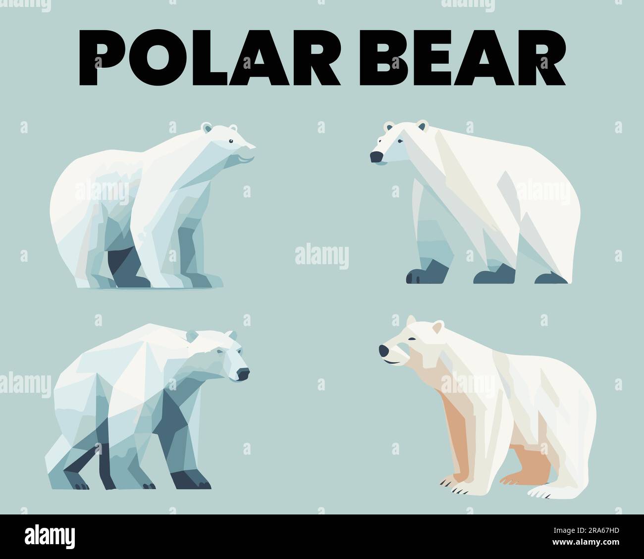 A set of Polar Bear Flat vector illustration Stock Vector Image & Art ...