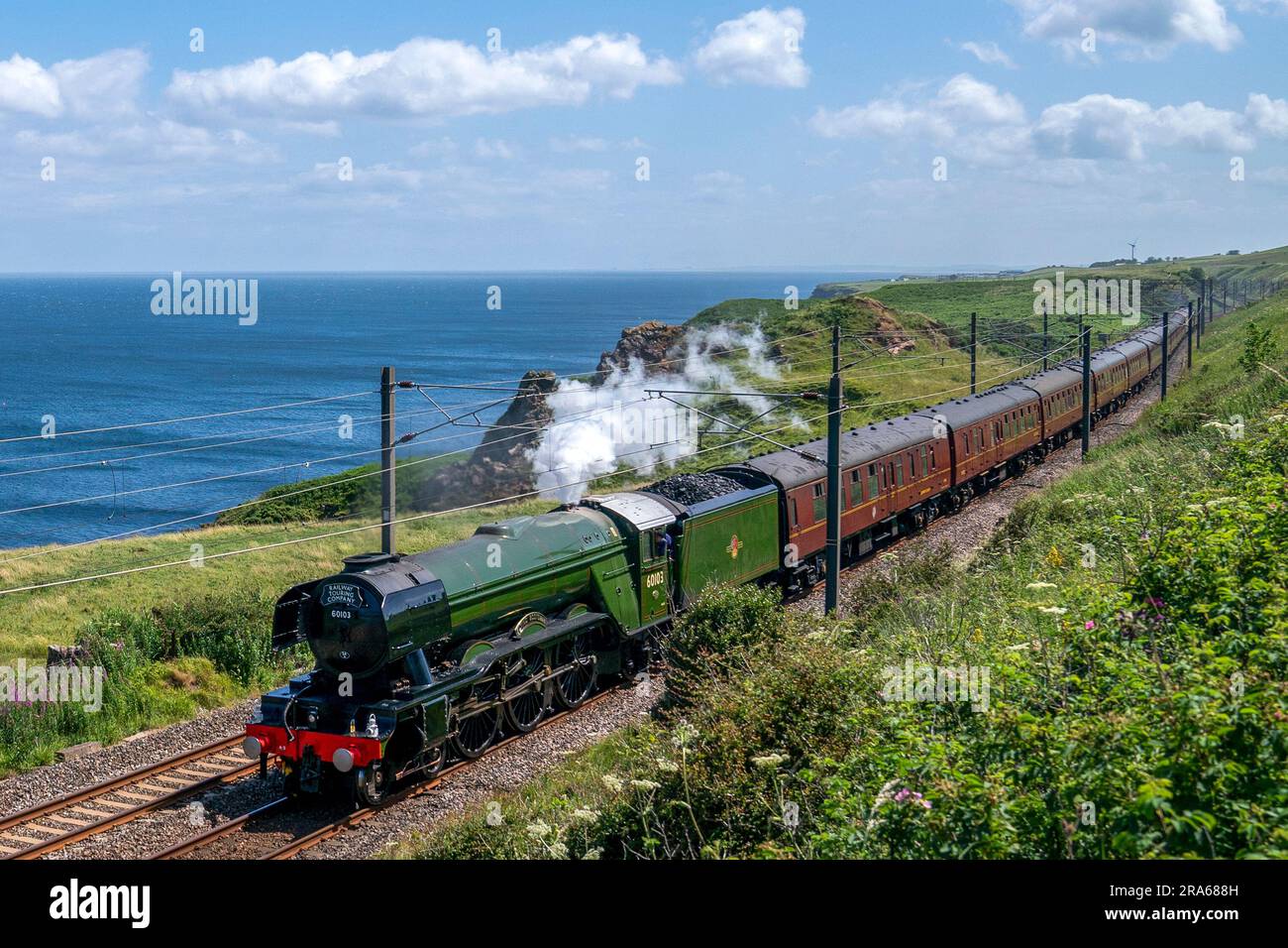 The Flying Scotsman passes through Lamberton in the Scottish Borders as ...