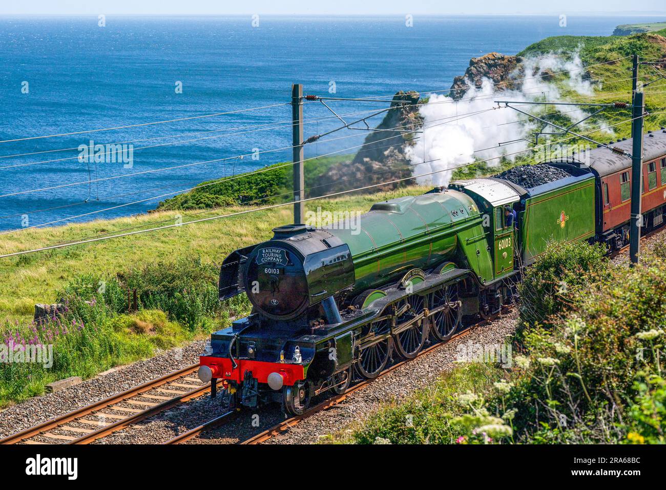 The Flying Scotsman passes through Lamberton in the Scottish Borders as ...