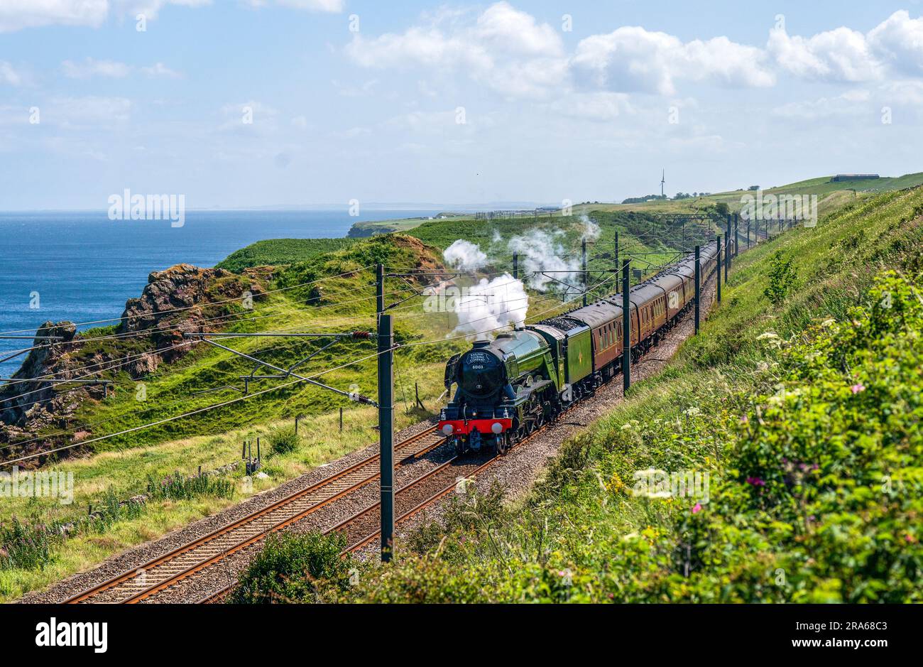 The Flying Scotsman passes through Lamberton in the Scottish Borders as ...
