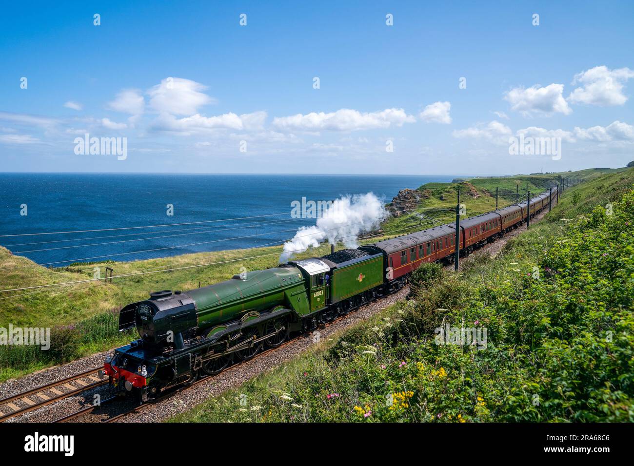 The Flying Scotsman passes through Lamberton in the Scottish Borders as ...