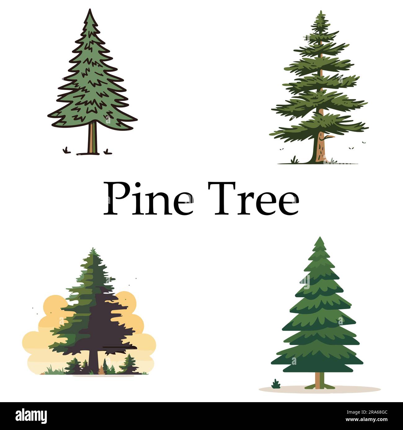 A set of Pine Tree Flat vector Illustration Stock Vector Image & Art ...
