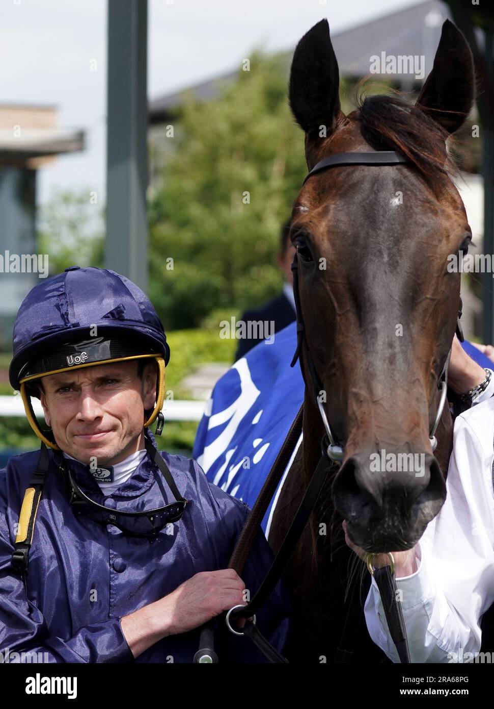 Jockey Ryan Moore with Matrika after they won the Airlie Stud Stakes ...
