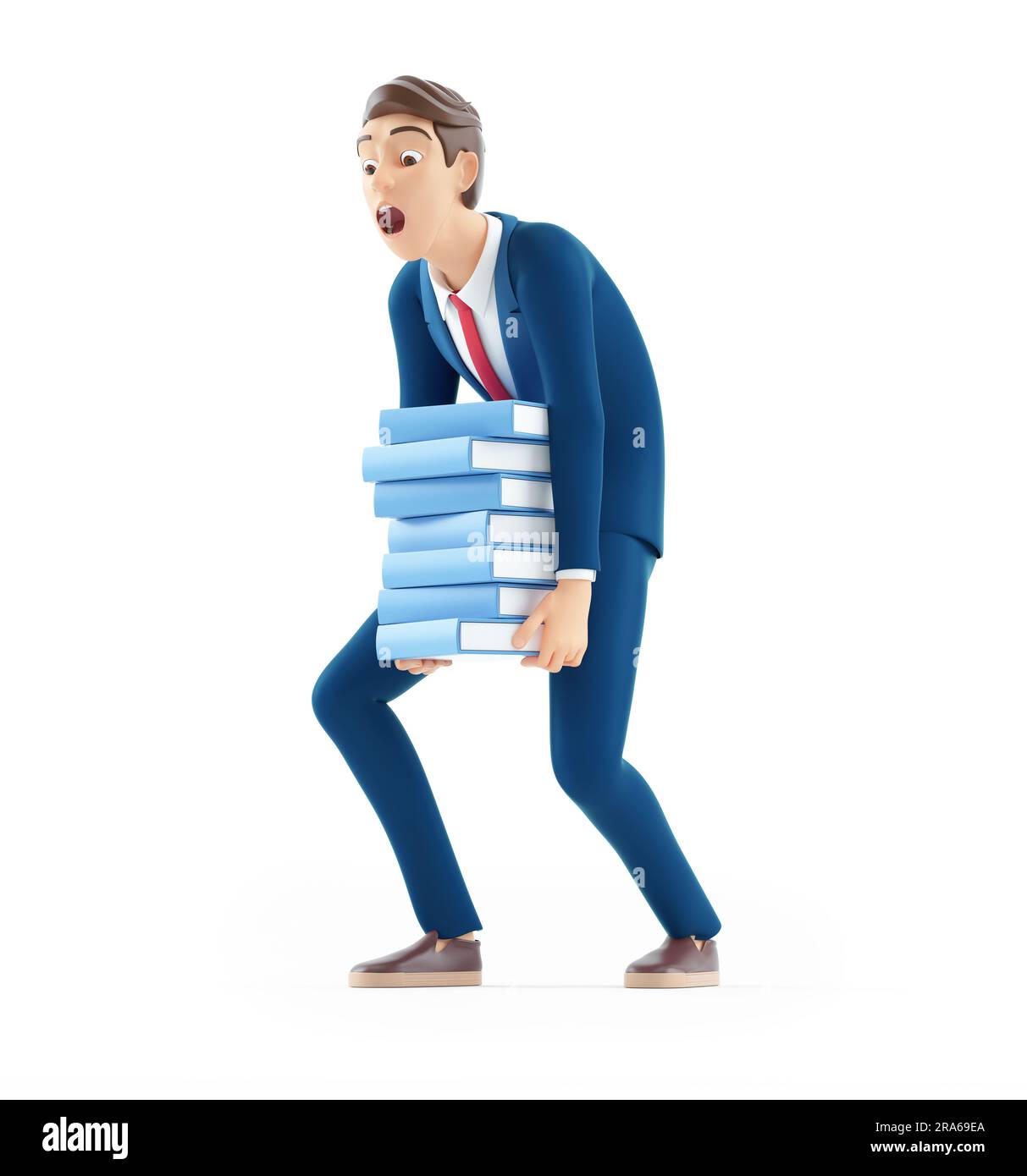 3d cartoon businessman overworked, illustration isolated on white ...