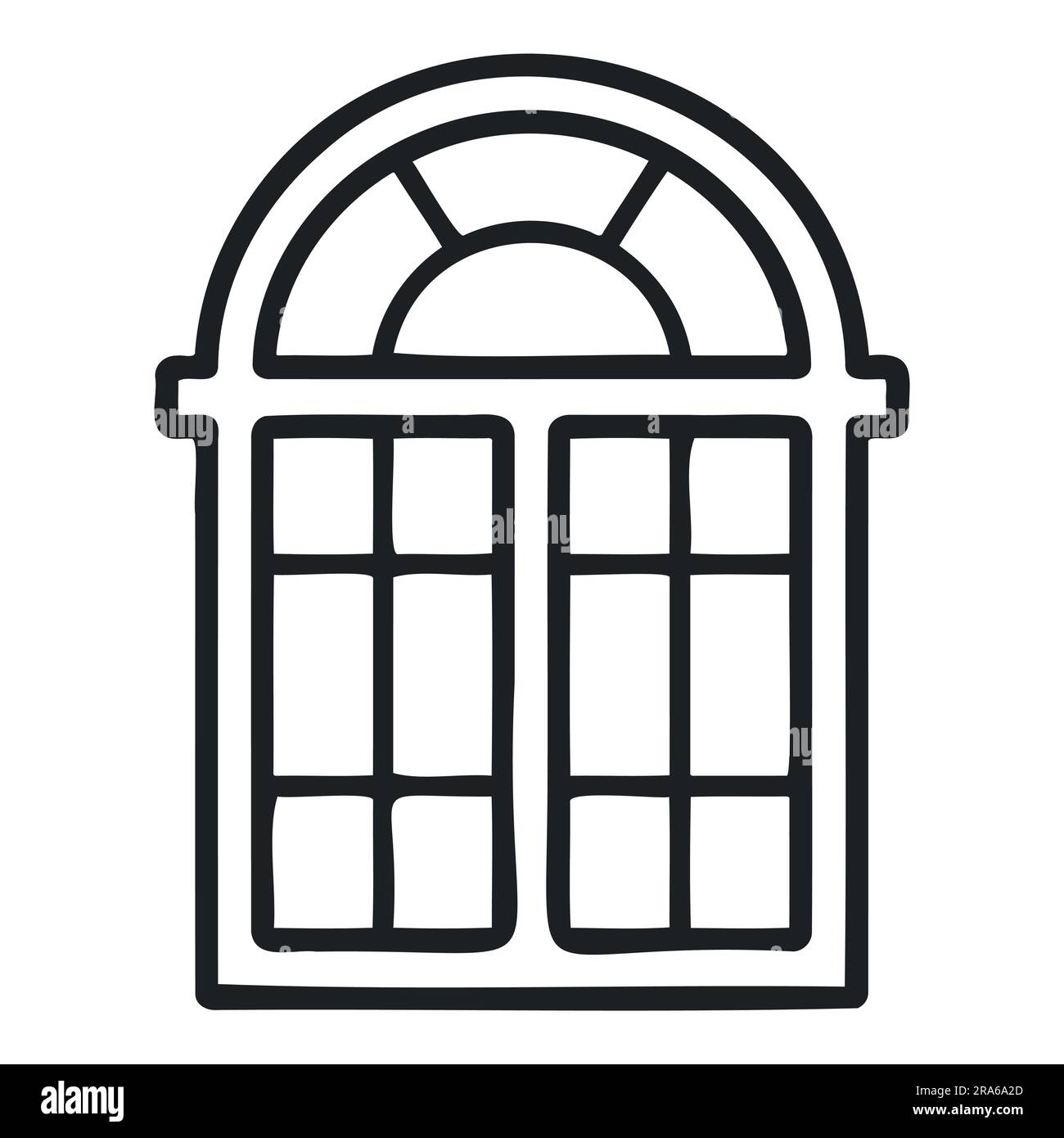 retro window isolated on white background. Hand drawing illustration ...