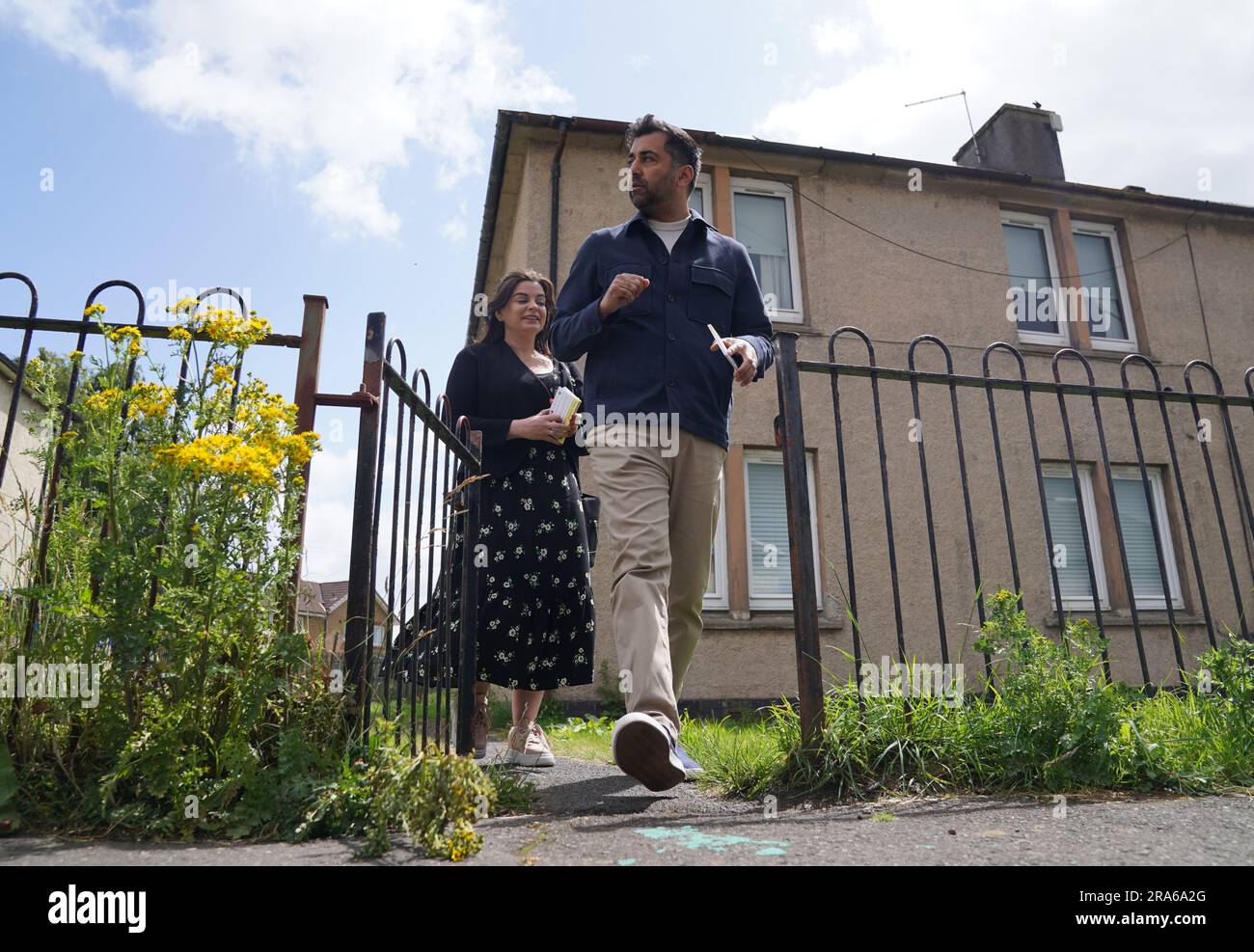First Minister Humza Yousaf whilst handing out leaflets with SNP ...