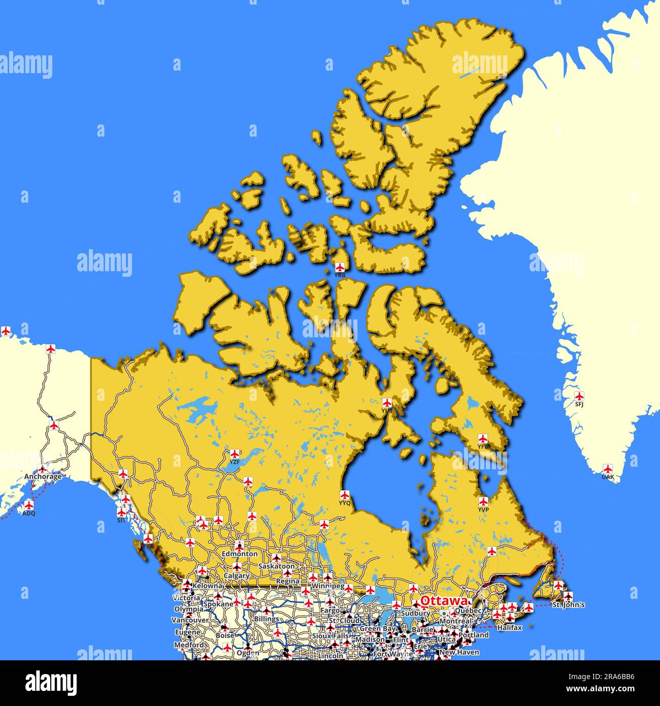 Highly detailed map of Canada showcasing the main roads and highways ...