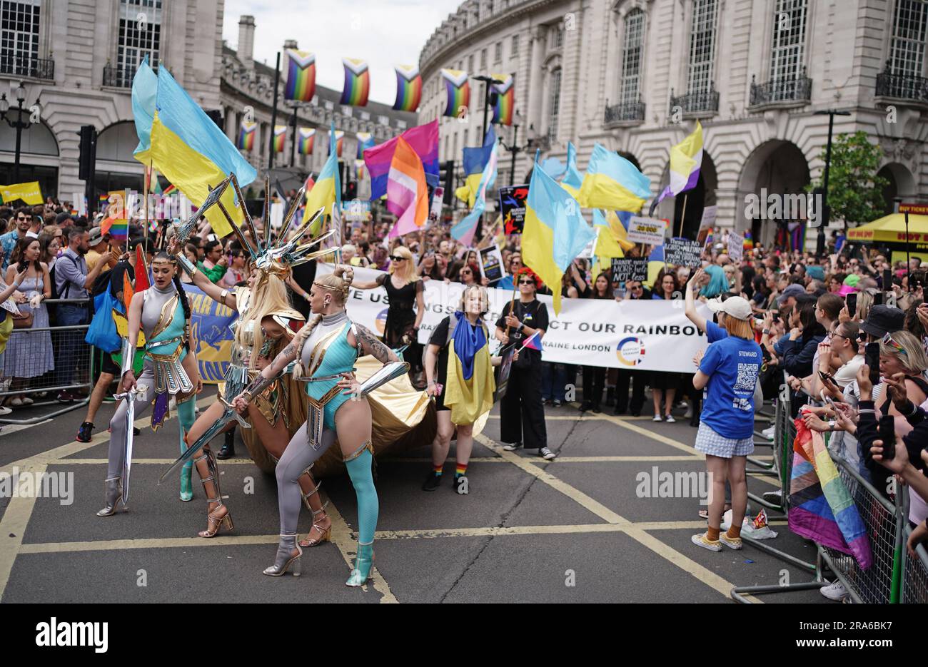 People take part in the Pride in London parade. Picture date: Saturday ...