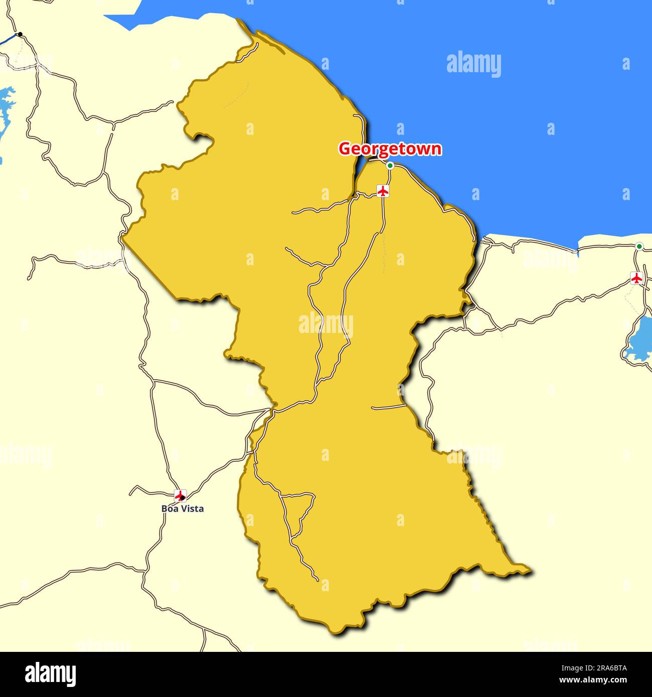 Guyana map outline hi-res stock photography and images - Alamy