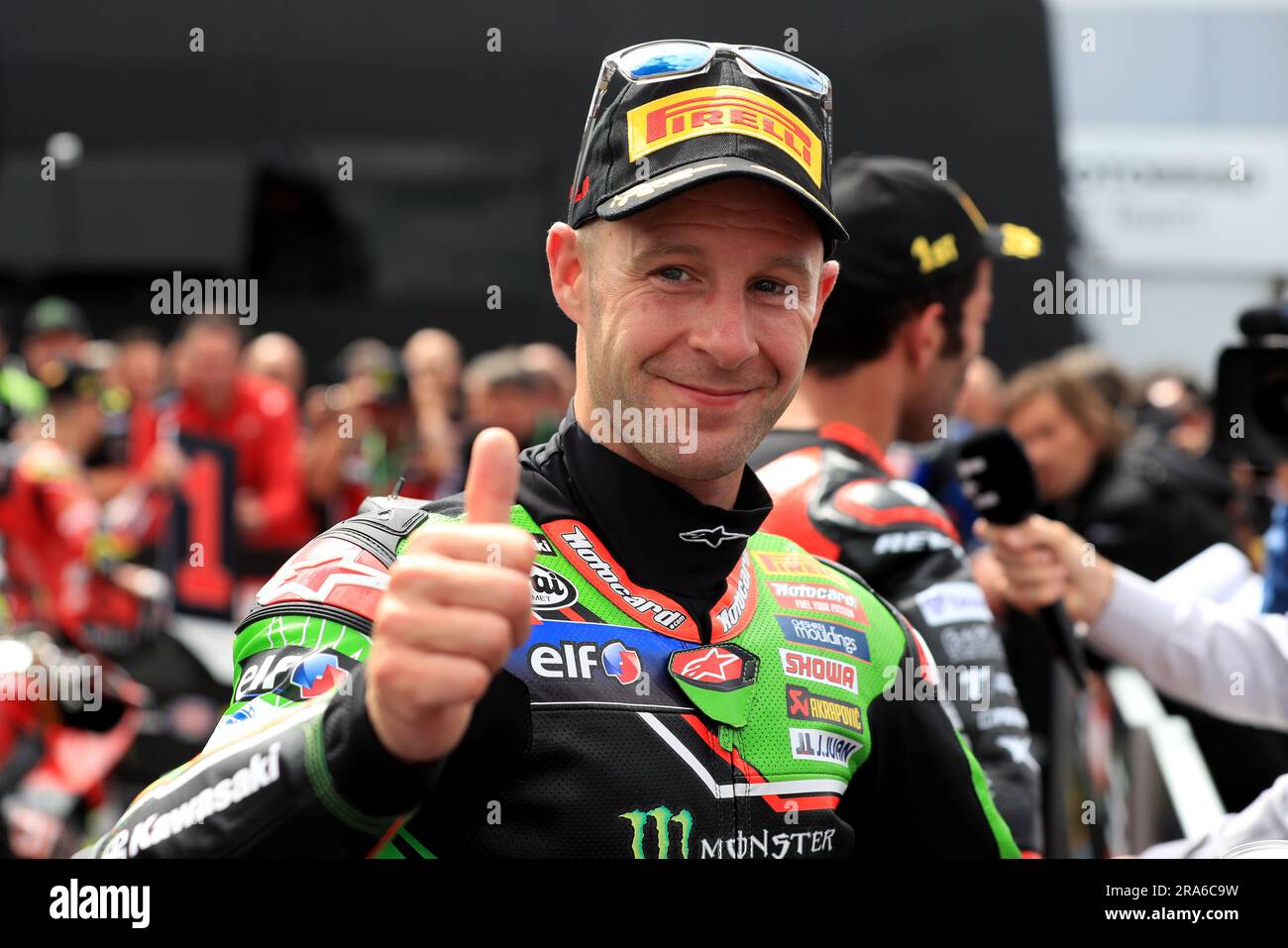 Kawasaki Racing rider Johnathan Rea in Parc ferme after finishing third ...