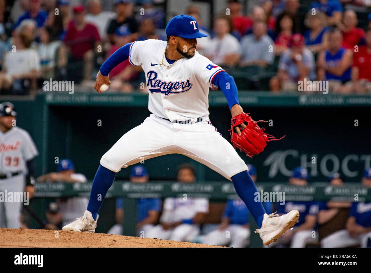 Texas Rangers relief pitcher Grant Anderson (65) prepares to deliver a ...