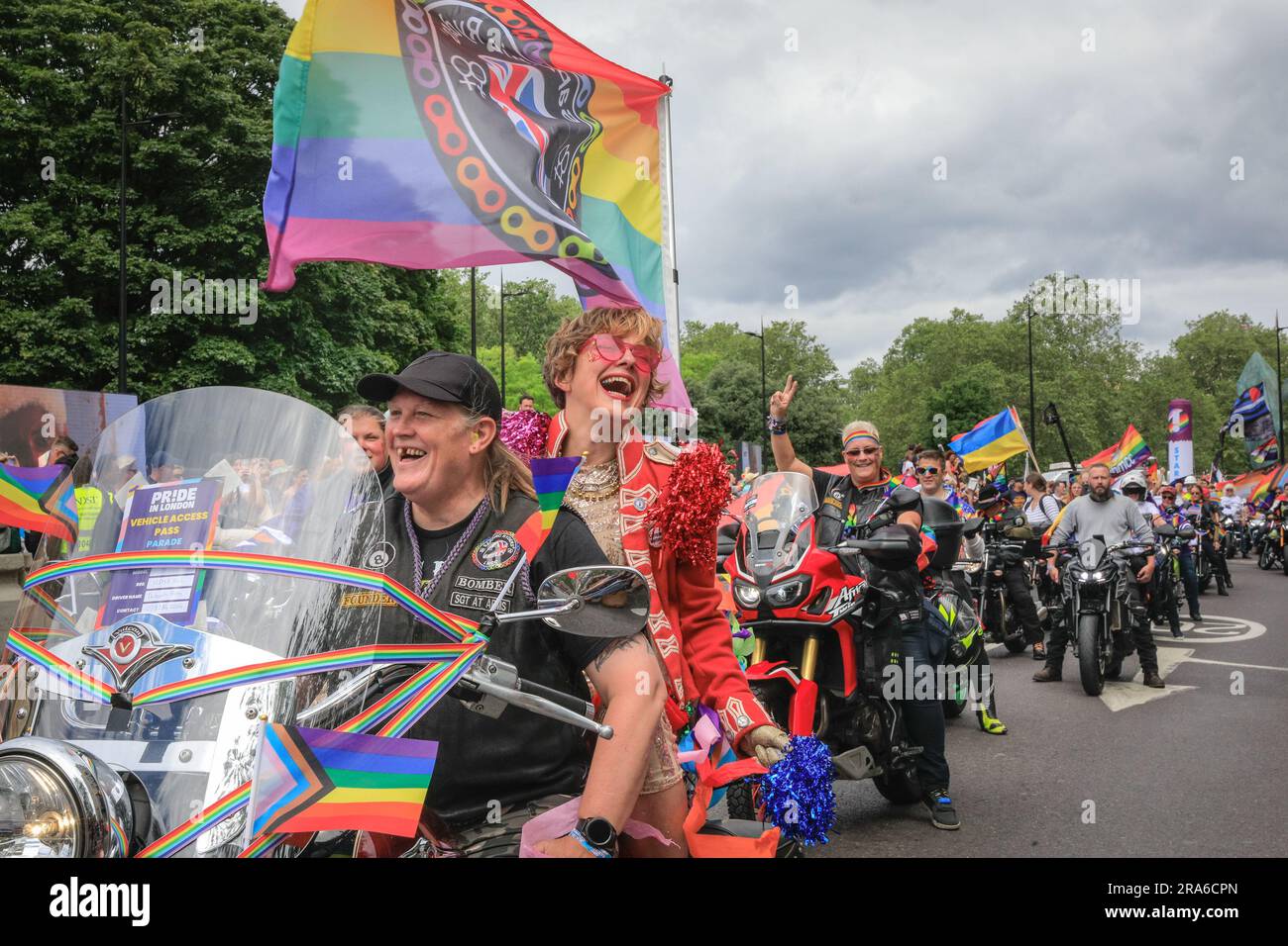 London, UK. 01st July, 2023. The Dyke Bike Riders at the front of the ...