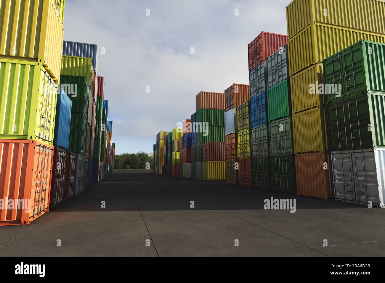 Cargo industrial containers at sunset Stock Photo - Alamy