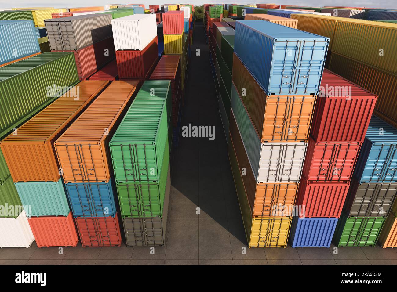 Industrial container yard for logistic import-export business in rows ...