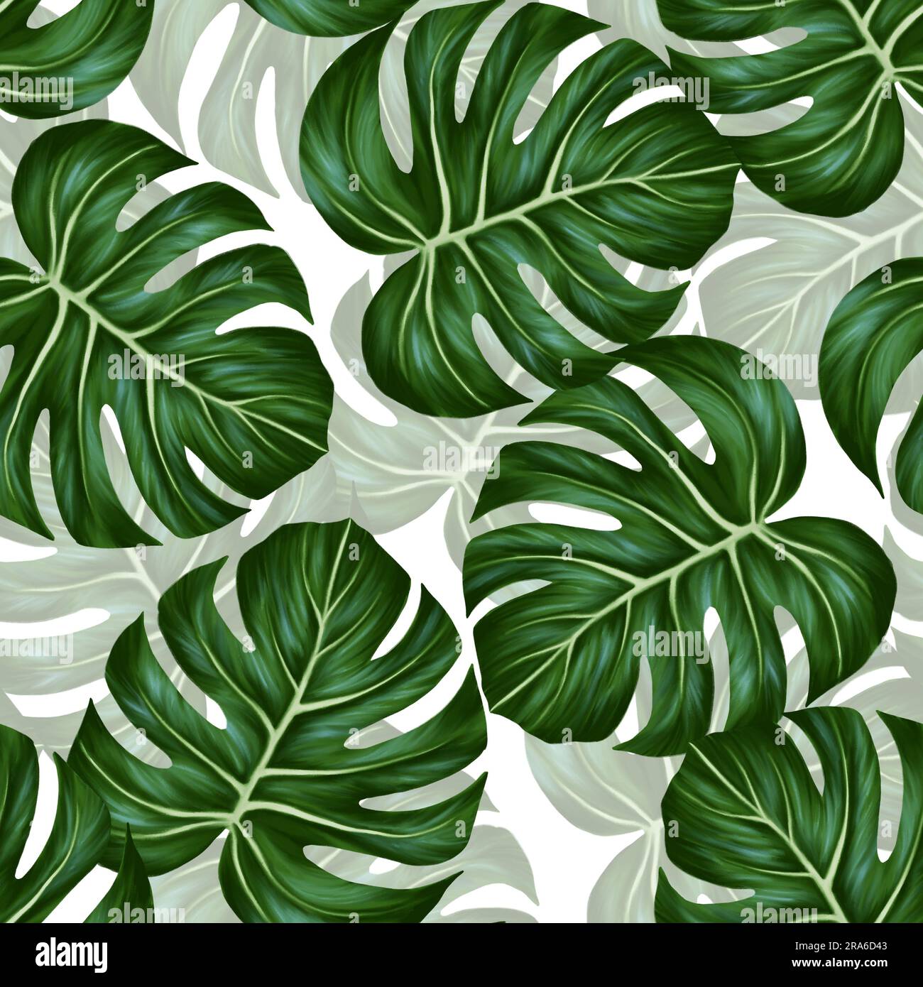 Monstera leaf seamless pattern. Colorful vivid print with beautiful ...