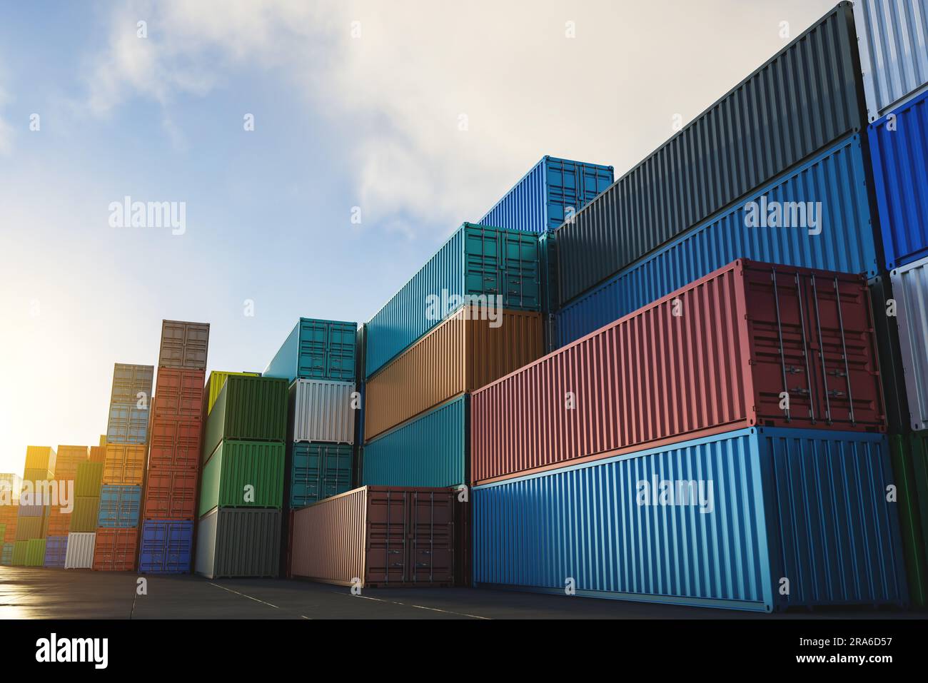 Cargo industrial containers of different colors Stock Photo - Alamy