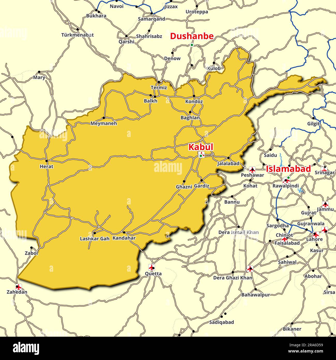 Afghanistan Road Map Vector Contour Map State Afghanistan Territory