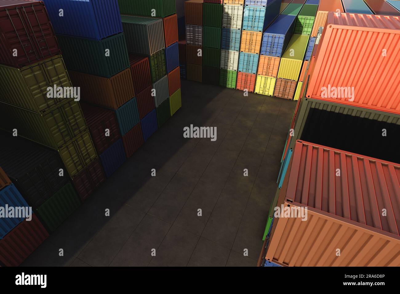 Cargo containers of different colors for logistics import-export ...