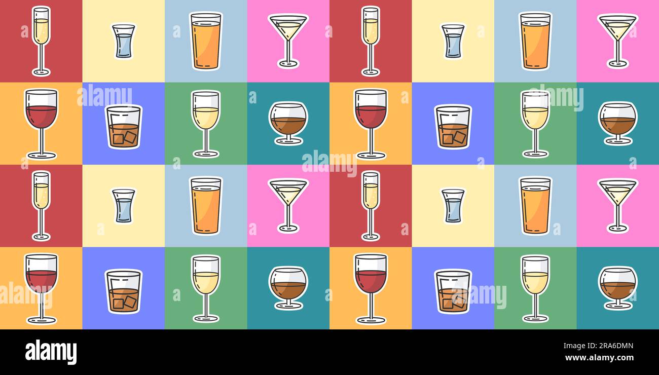 vector illustration of alcohol icons.alcohol template pattern for bar ...