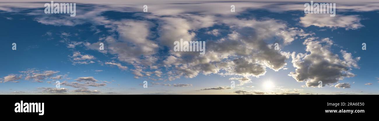 sunset skydome with evening clouds as seamless hdri 360 panorama view ...