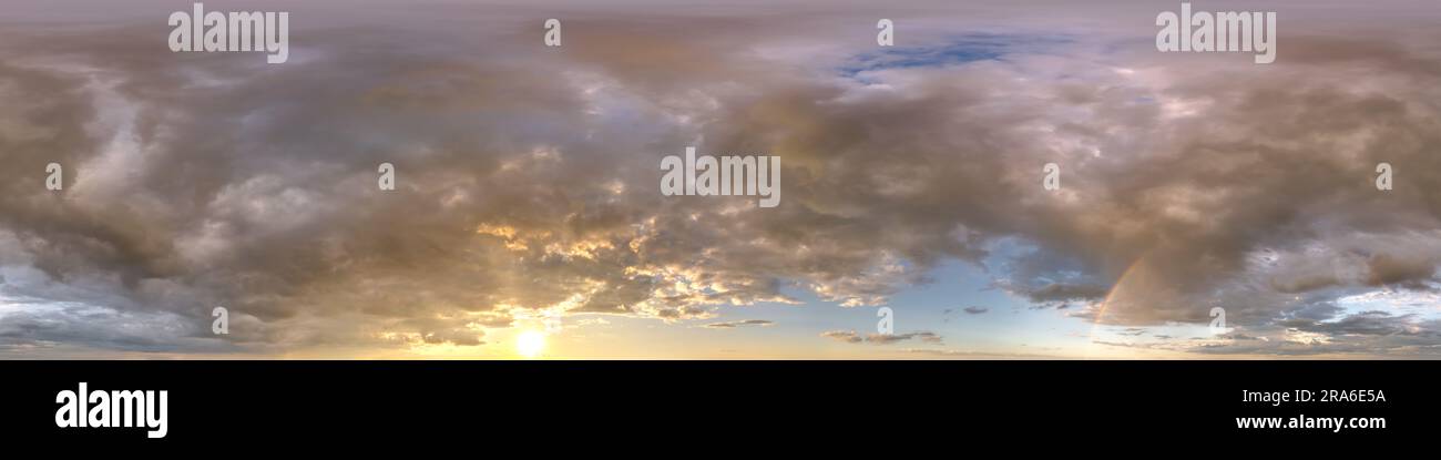 sunset skydome with evening clouds and rainbow as seamless hdri 360 ...