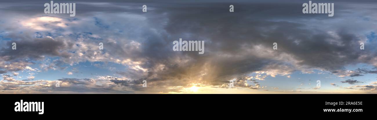 sunset skydome with evening clouds as seamless hdri 360 panorama view ...
