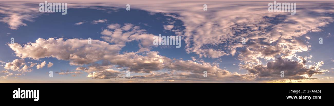 sunset skydome with evening clouds as seamless hdri 360 panorama view ...