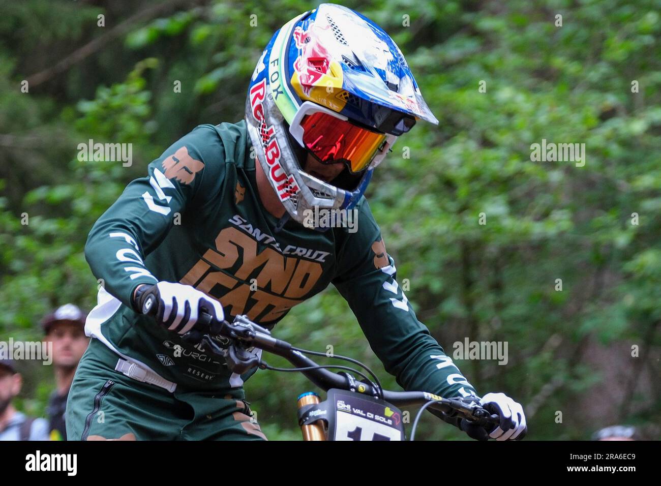 Portrait of Jackson Goldstone (CAN) in action during DH Elite Men race, at UCI MTB World Cup ...