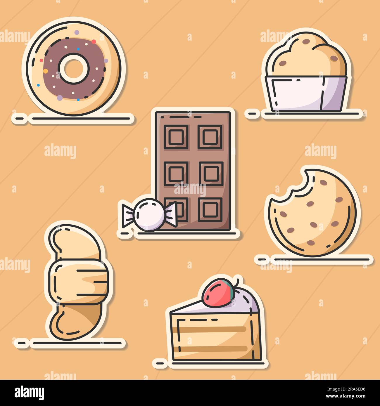 Cute stickers in a pastel concept beige color Stock Vector Image & Art ...