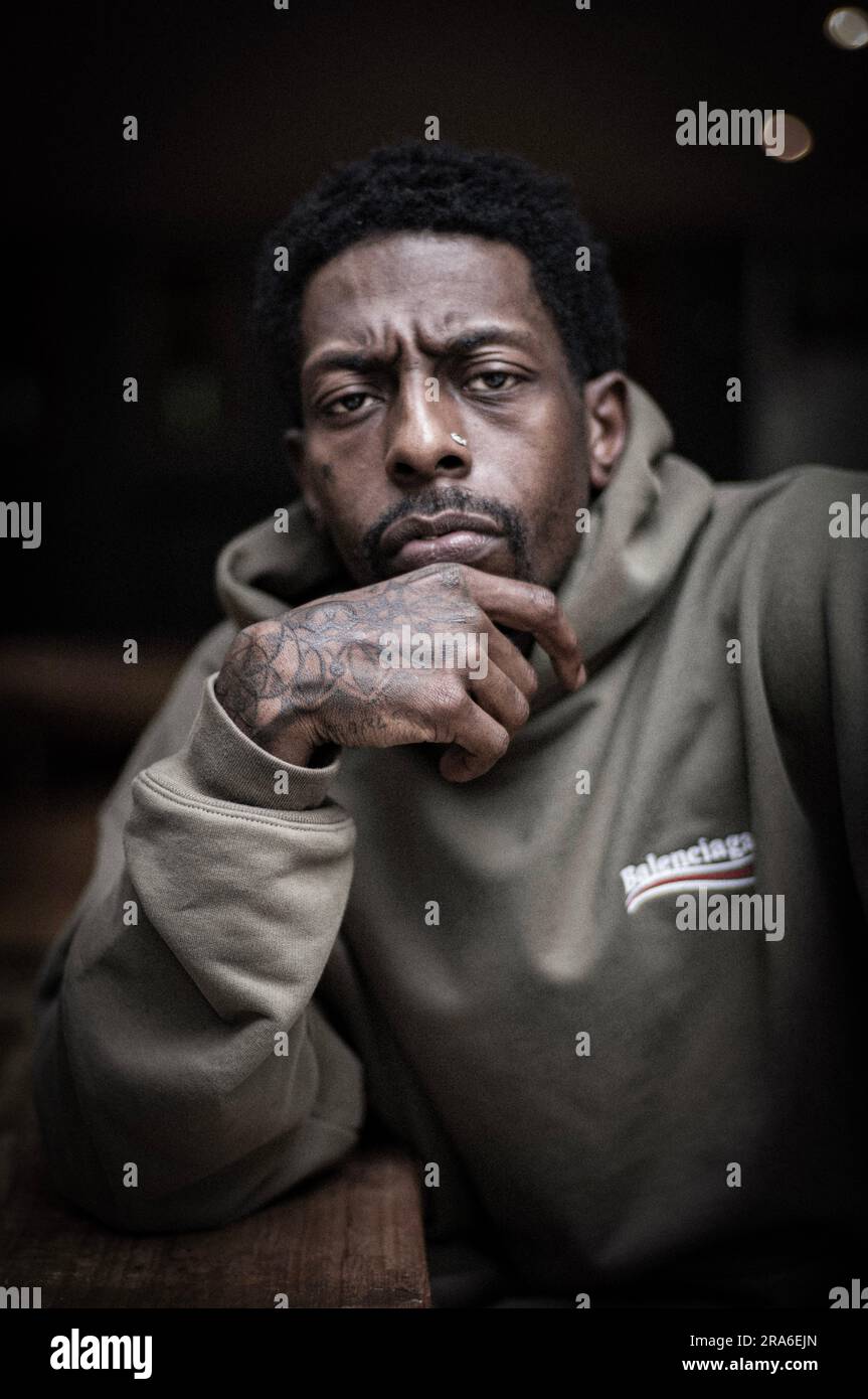 France, Paris, June 29, 2023. American rap singer Meechy Darko poses ...