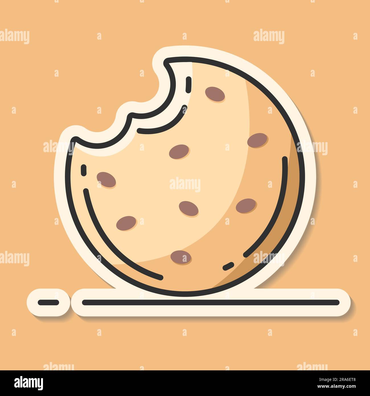 Cute cookie sticker in pastel concept beige color Stock Vector Image ...