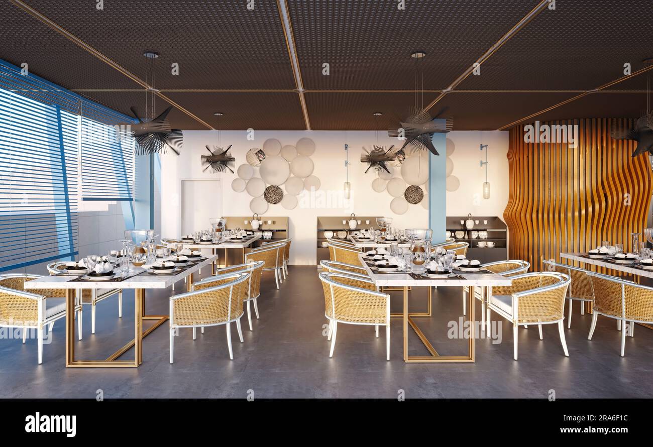 Restaurant cafe pub, 3d render Stock Photo - Alamy