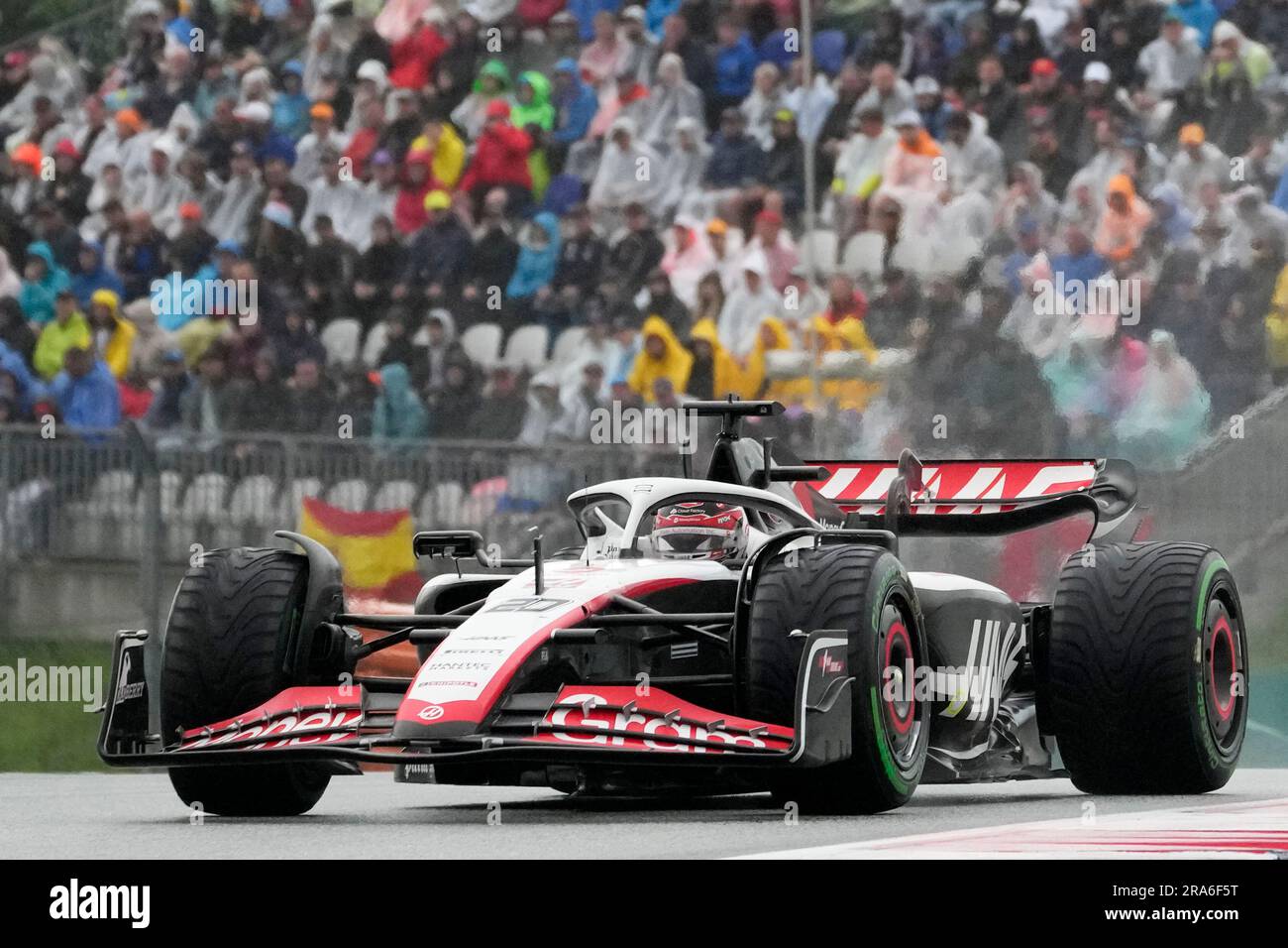 Haas driver Kevin Magnussen of Denmark steers his car during the sprint ...