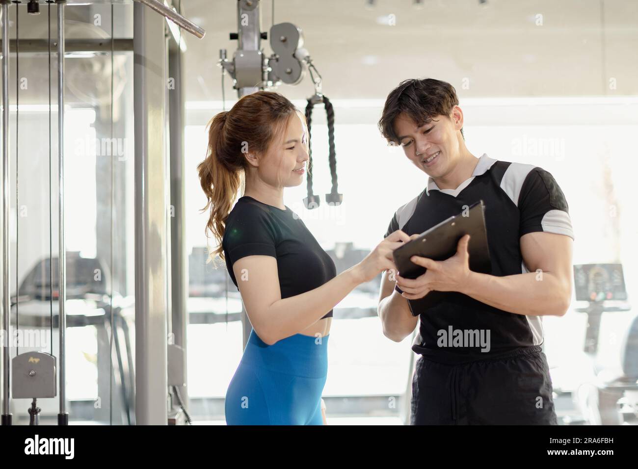 Healthy people asian young woman sport exercise in fitness gym sport ...