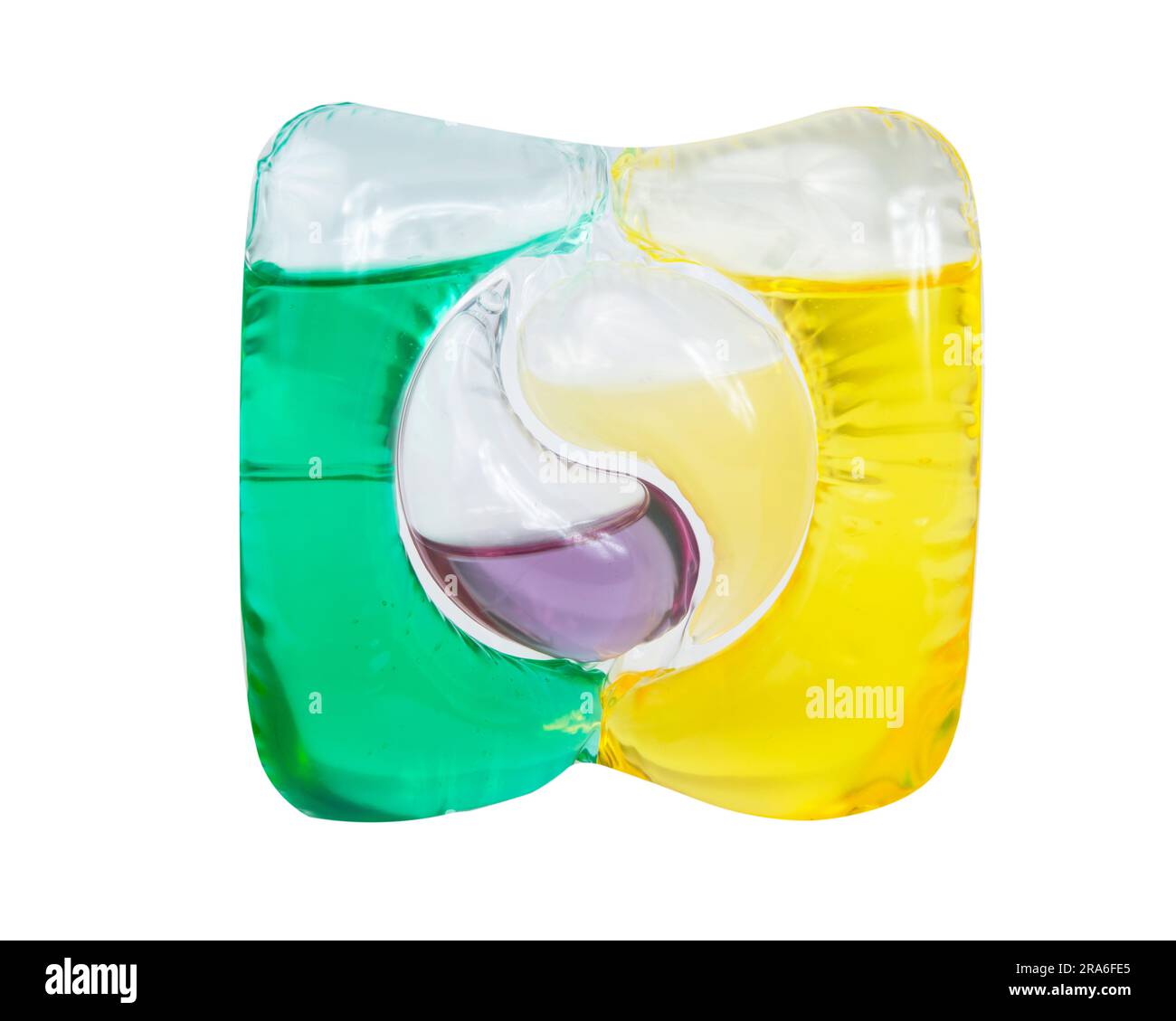 Washing multicolor gel liquid powder capsule isolated on the white ...