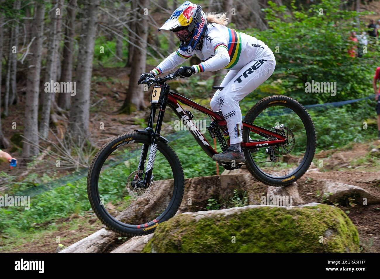 Valentina Holl (AUT) in action during DH Elite Women race, at UCI MTB ...