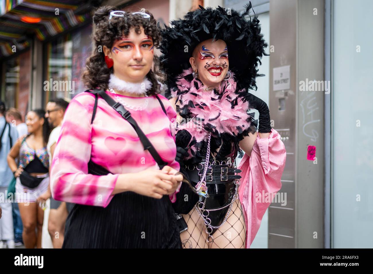 London, UK. 1 July 2023. People in costume in Soho during Pride in ...