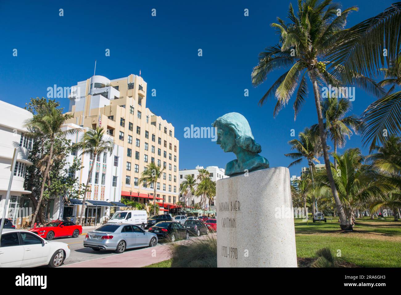 Miami Beach, Florida, USA. Bronze bust of Barbara Baer Capitman in ...