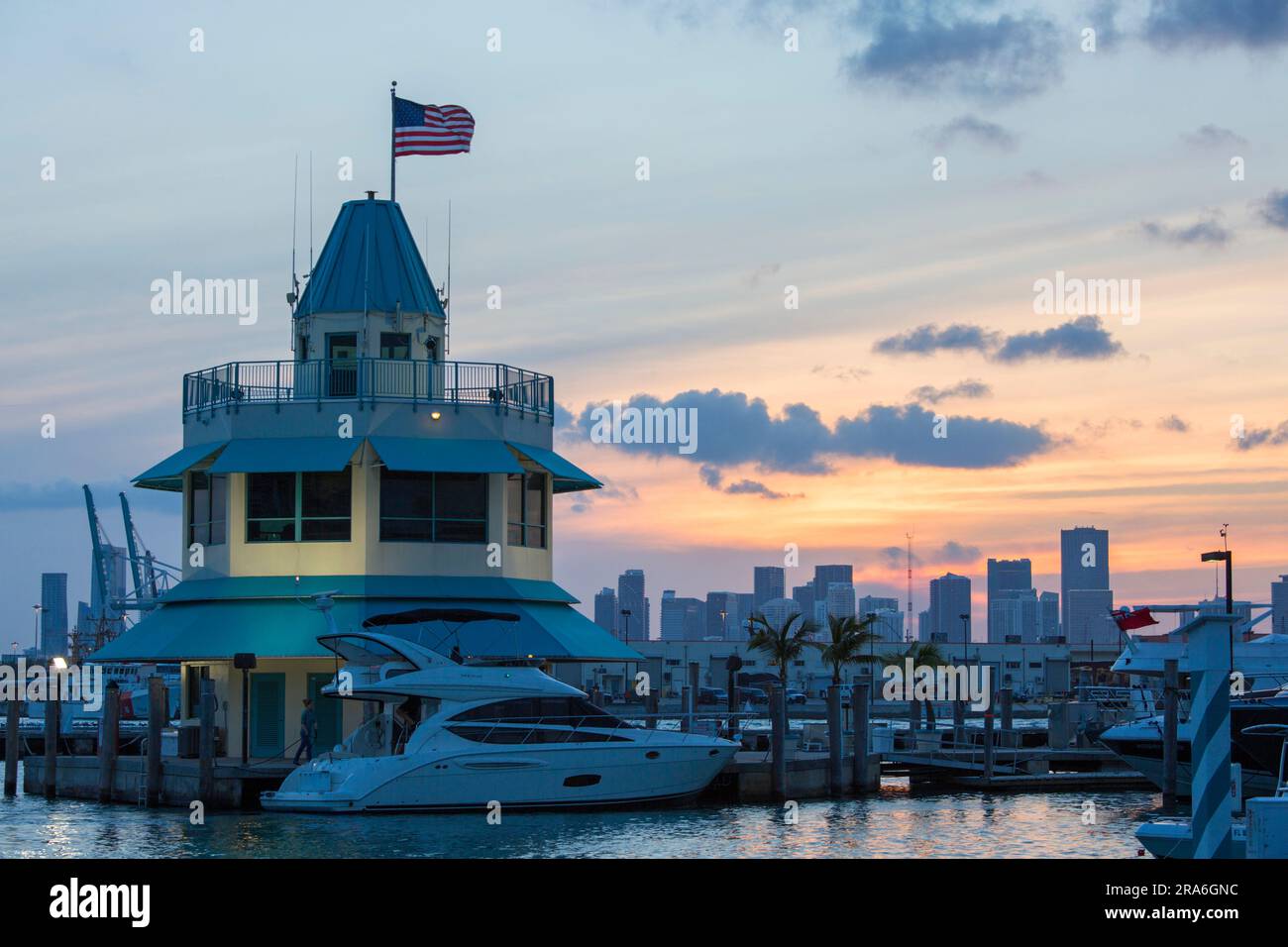 Beautiful view port miami illuminated hi-res stock photography and ...