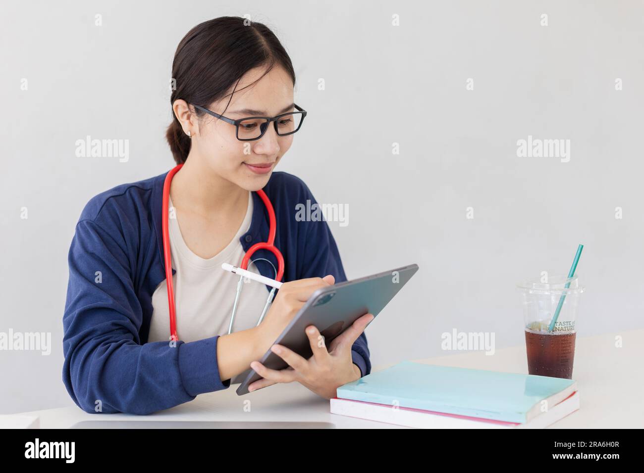 University doctor healthcare student teen girl hapy learning education in university campus ...