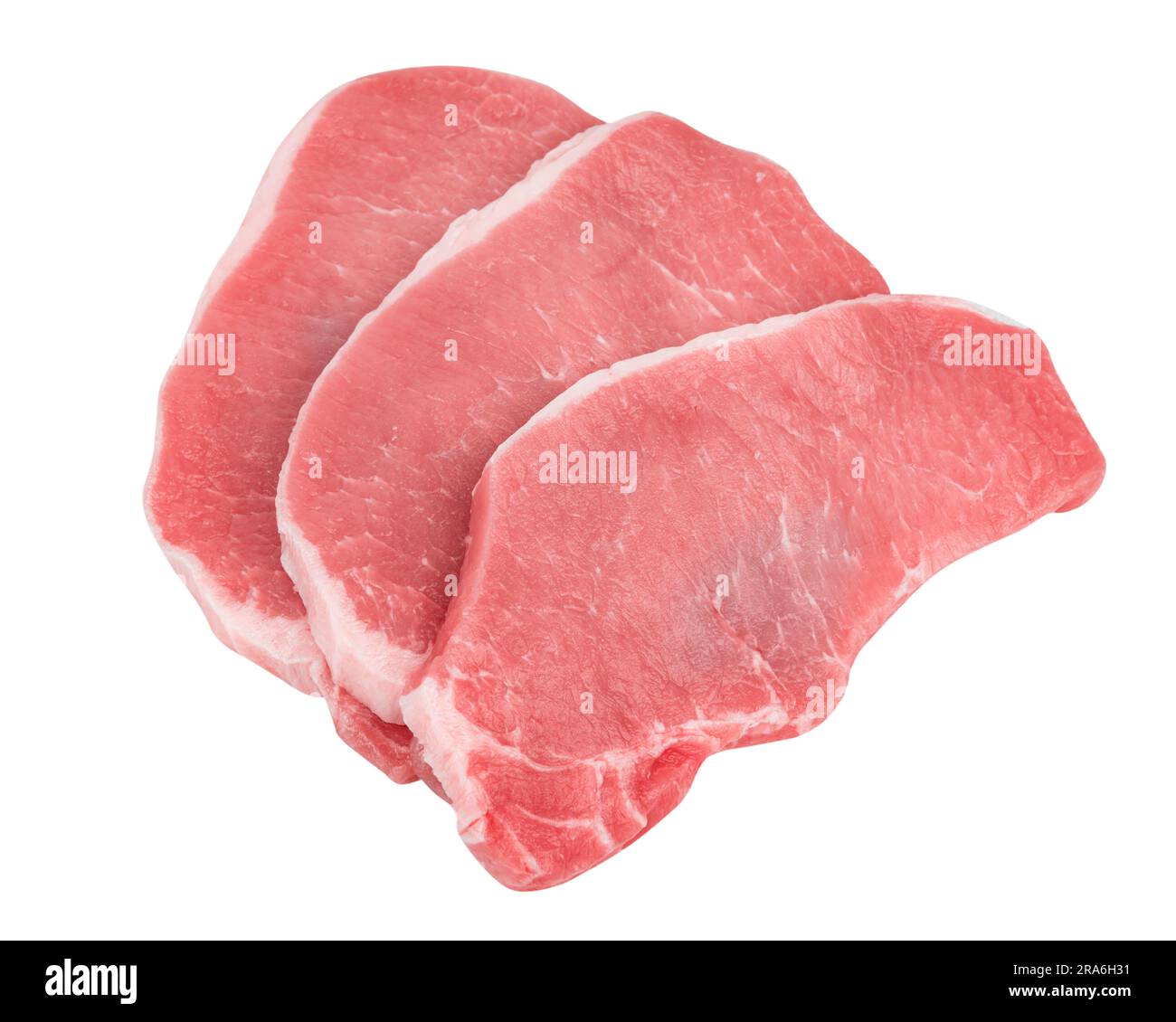 A tasty fresh cut pork loin steak on a white background Stock Photo - Alamy