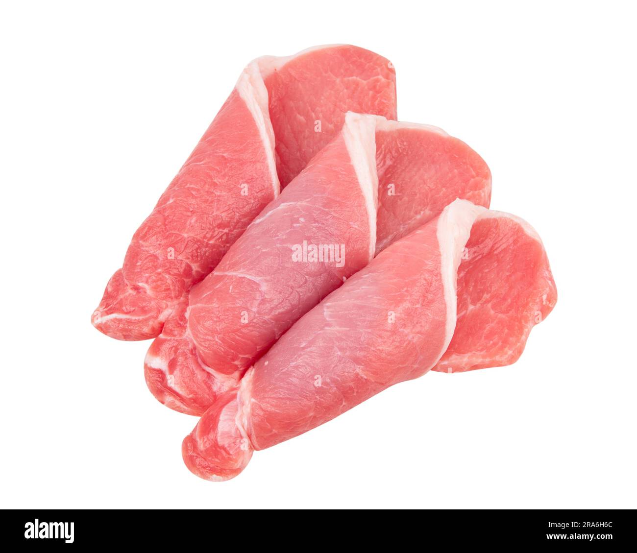 A tasty fresh cut pork loin steak on a white background Stock Photo - Alamy