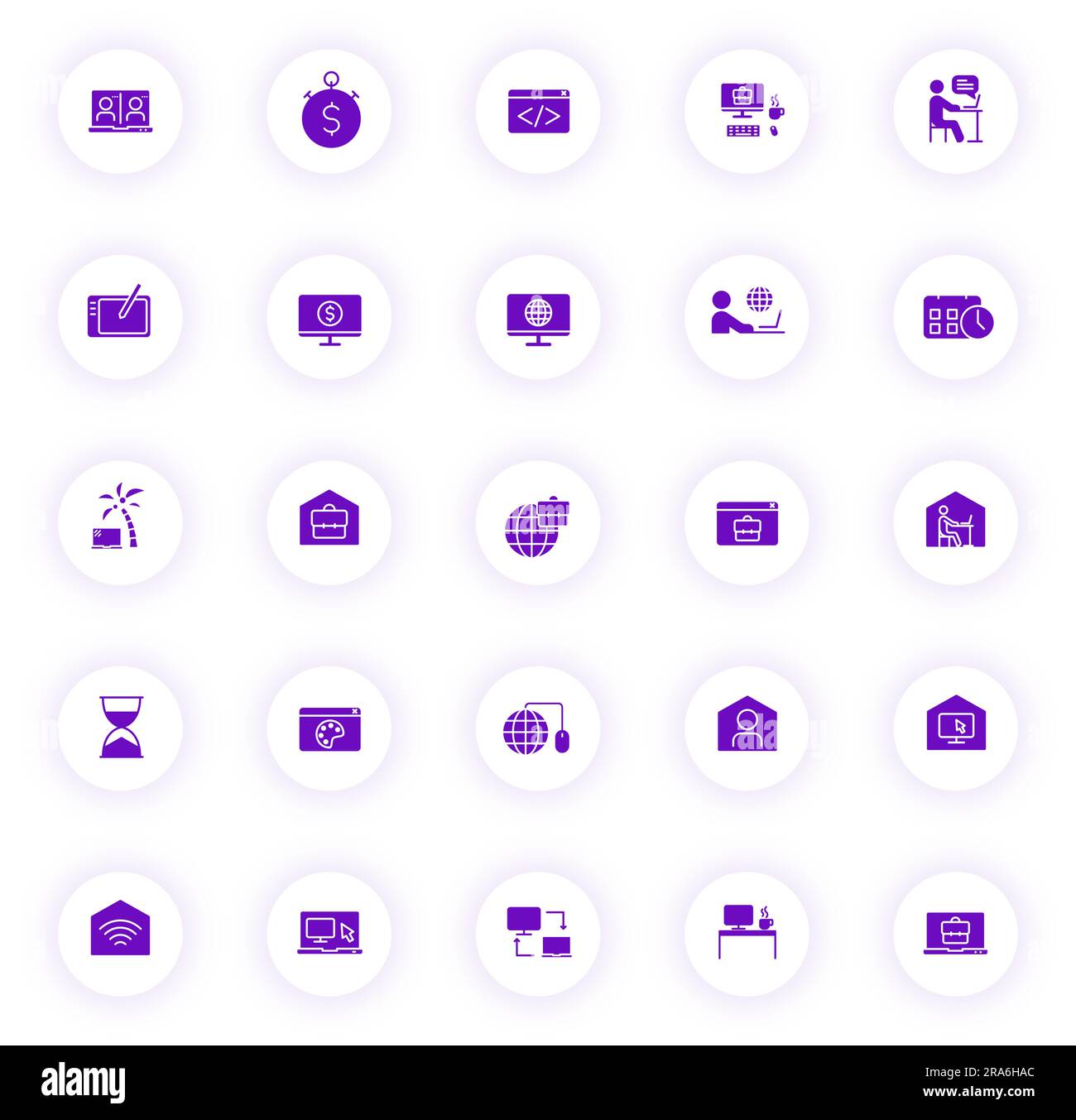 remote work purple color vector icons Stock Vector Image & Art - Alamy