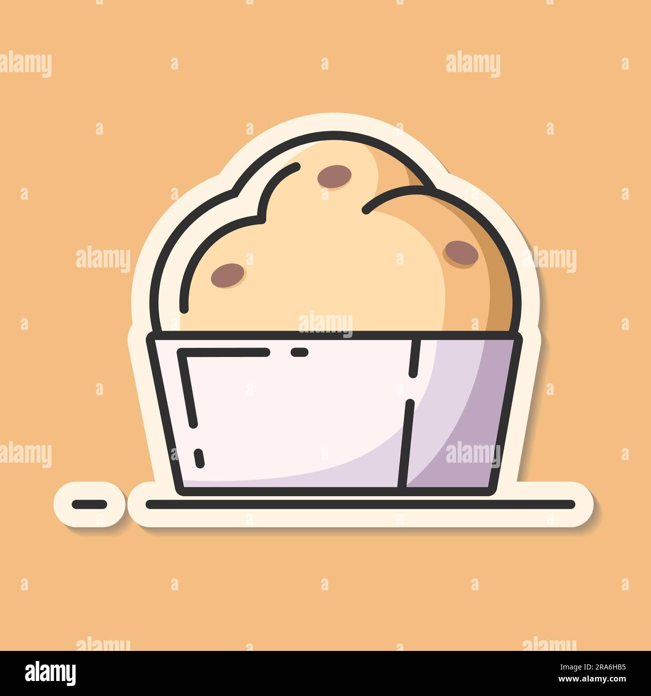 Cute cupcake sticker pastel concept beige color Stock Vector Image ...