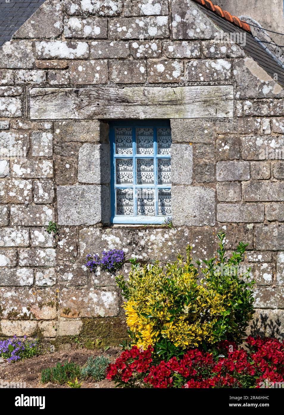 window in a historic stone house in the old center of the medieval ...