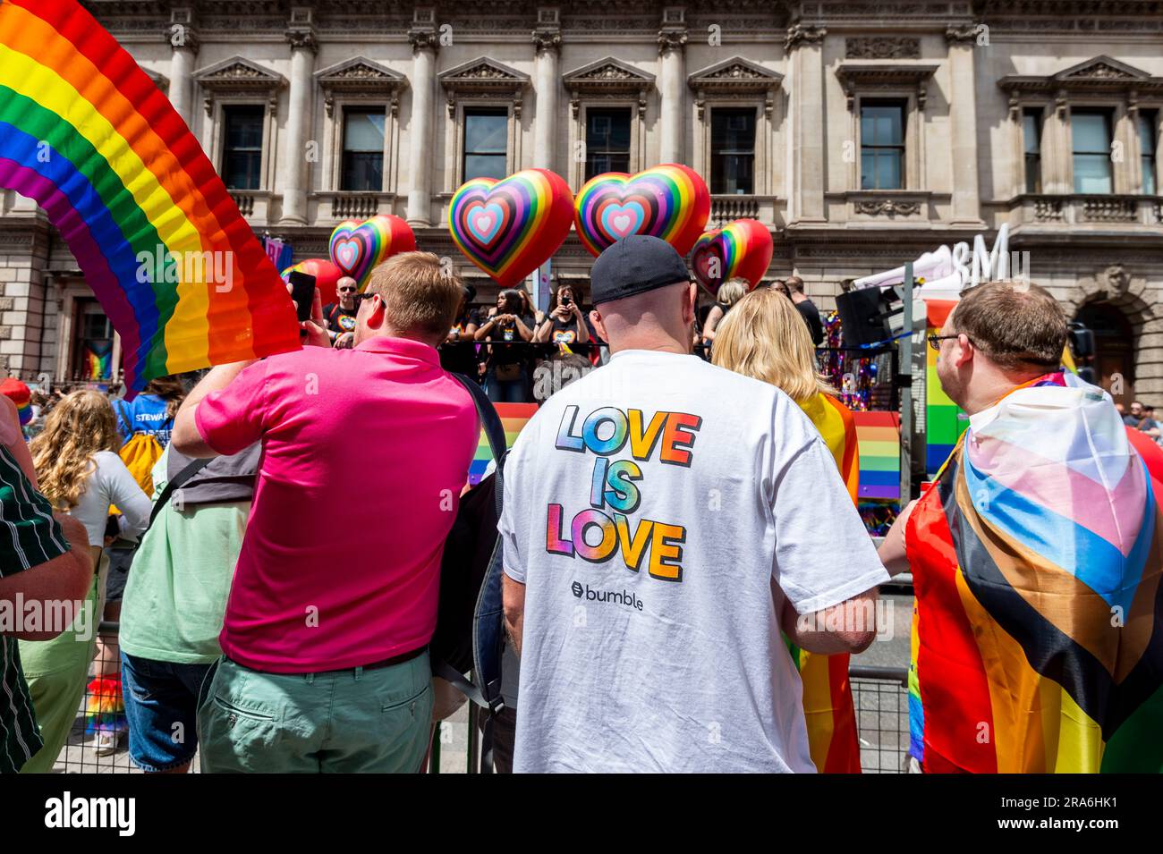London, UK. 1 July 2023. People celebrate in Piccadilly Circus during ...
